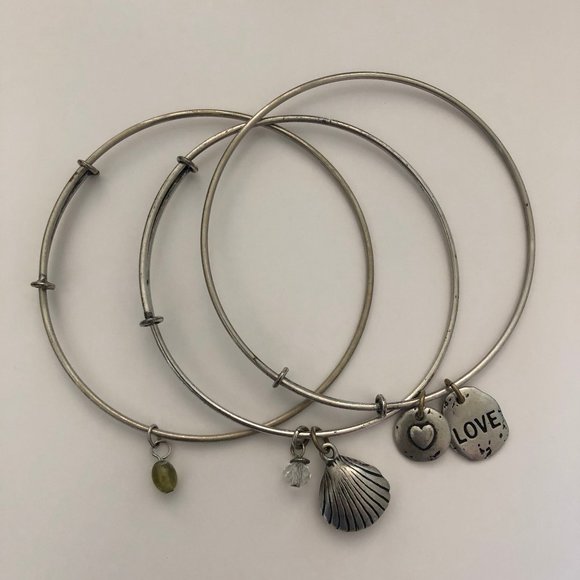 Jewelry | Alex And Ani Style Triple Stack Shell Bangles | Poshmark